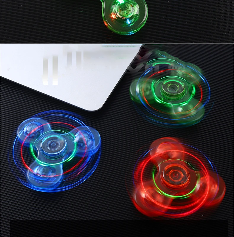 Luminous LED Hand Spinner Toy Transparent Finger Fingertip ...