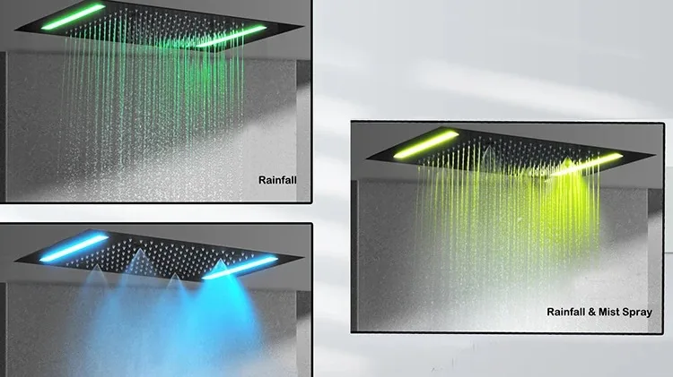 Luxury Ceiling Rainfall Concealed Shower System 600*300mm Led Shower ...