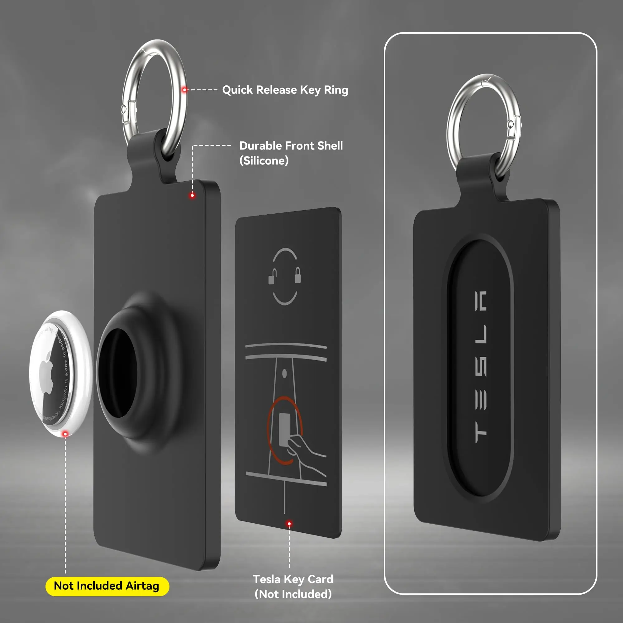 Luxury Soft Tpu Key Card Holder for AirTag Slot for Tesla Card Holder ...