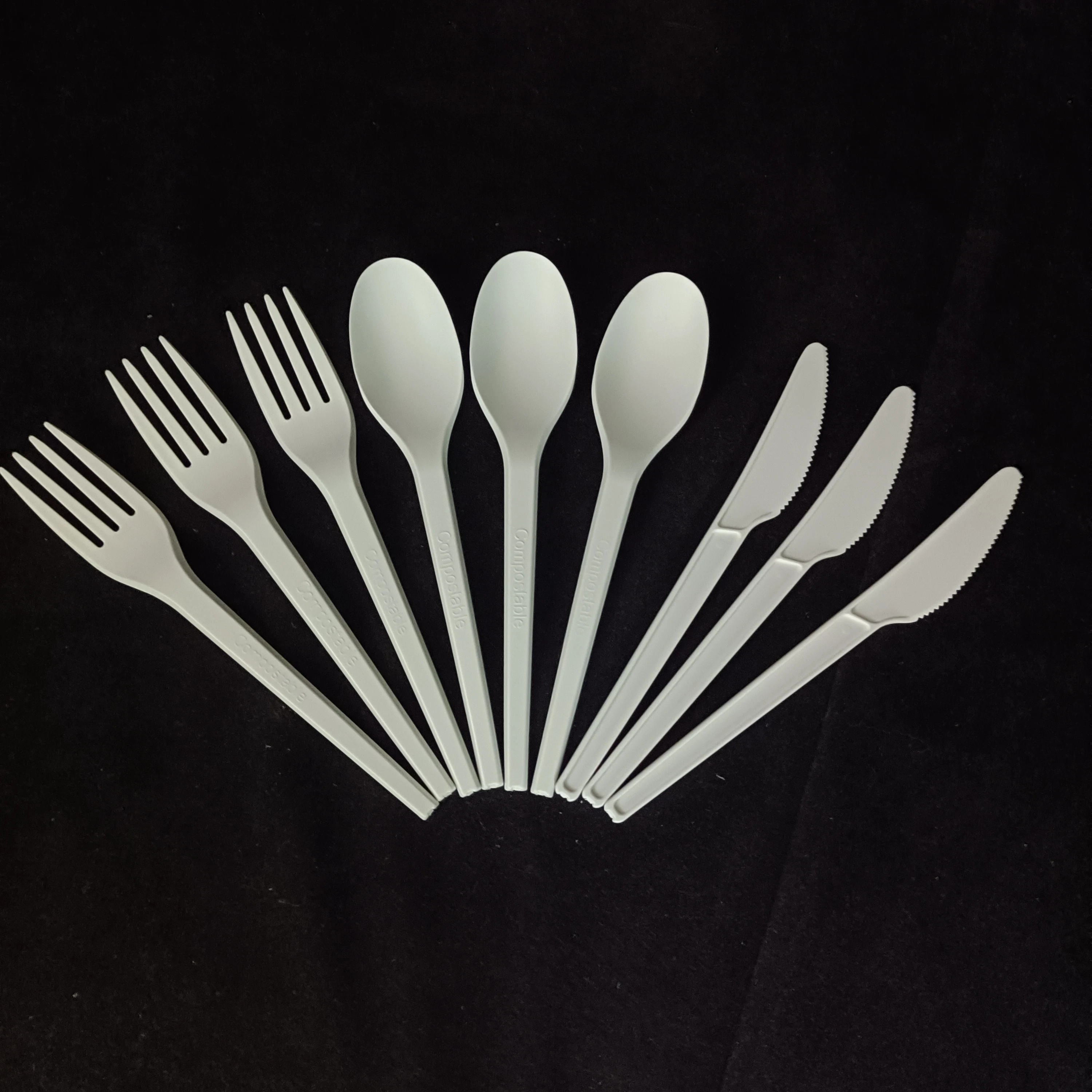 Cpla Disposable Biodegradable Spoon Fork Knife Compostable Plastic Long Handled Coffee Food ...