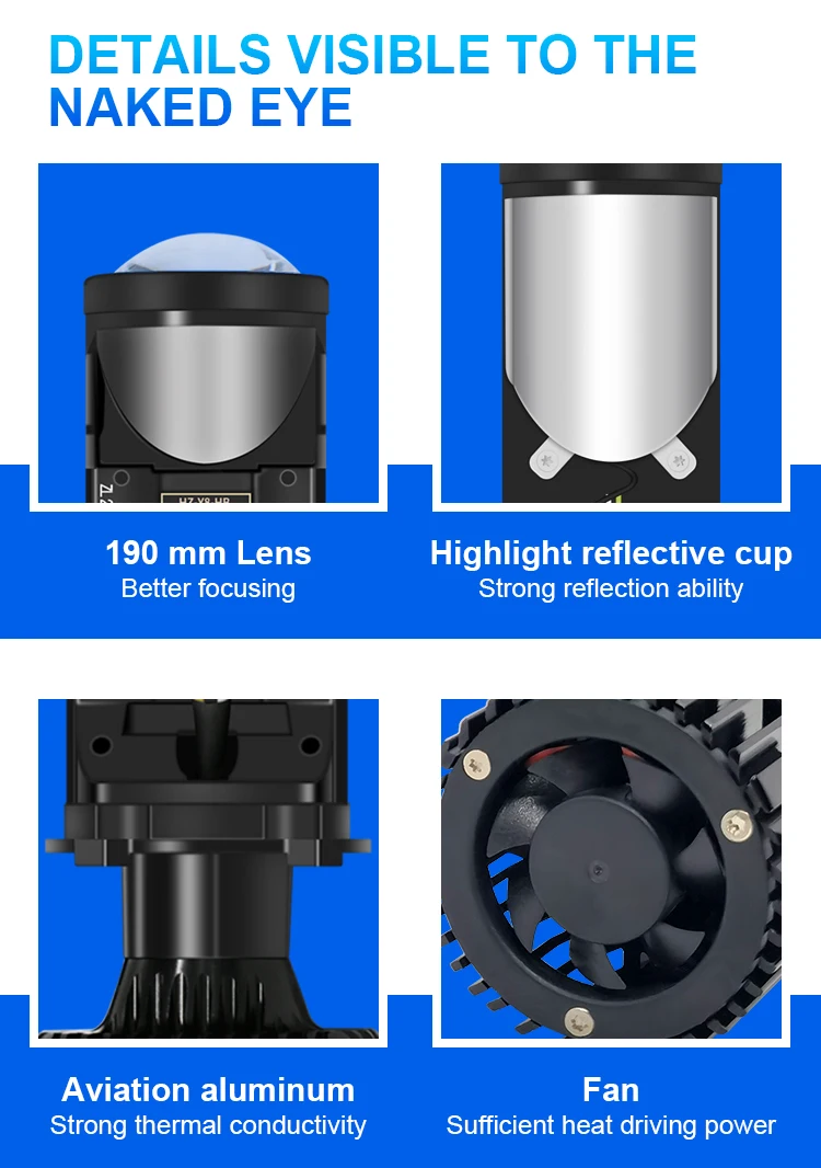 Led Mini H4 35w 6000k Led Projector Lens Bulbs For Rhd/lhd Headlamp ...
