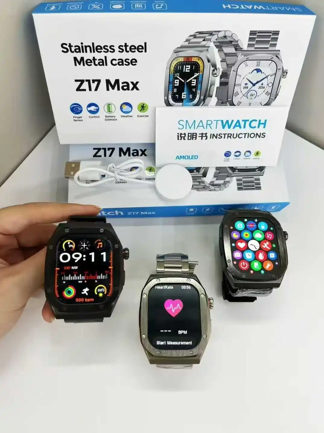 2025 Newest Z17 Max Explosive Smart Watch With Steel Strap Reloj Fashion Stainless Band ...