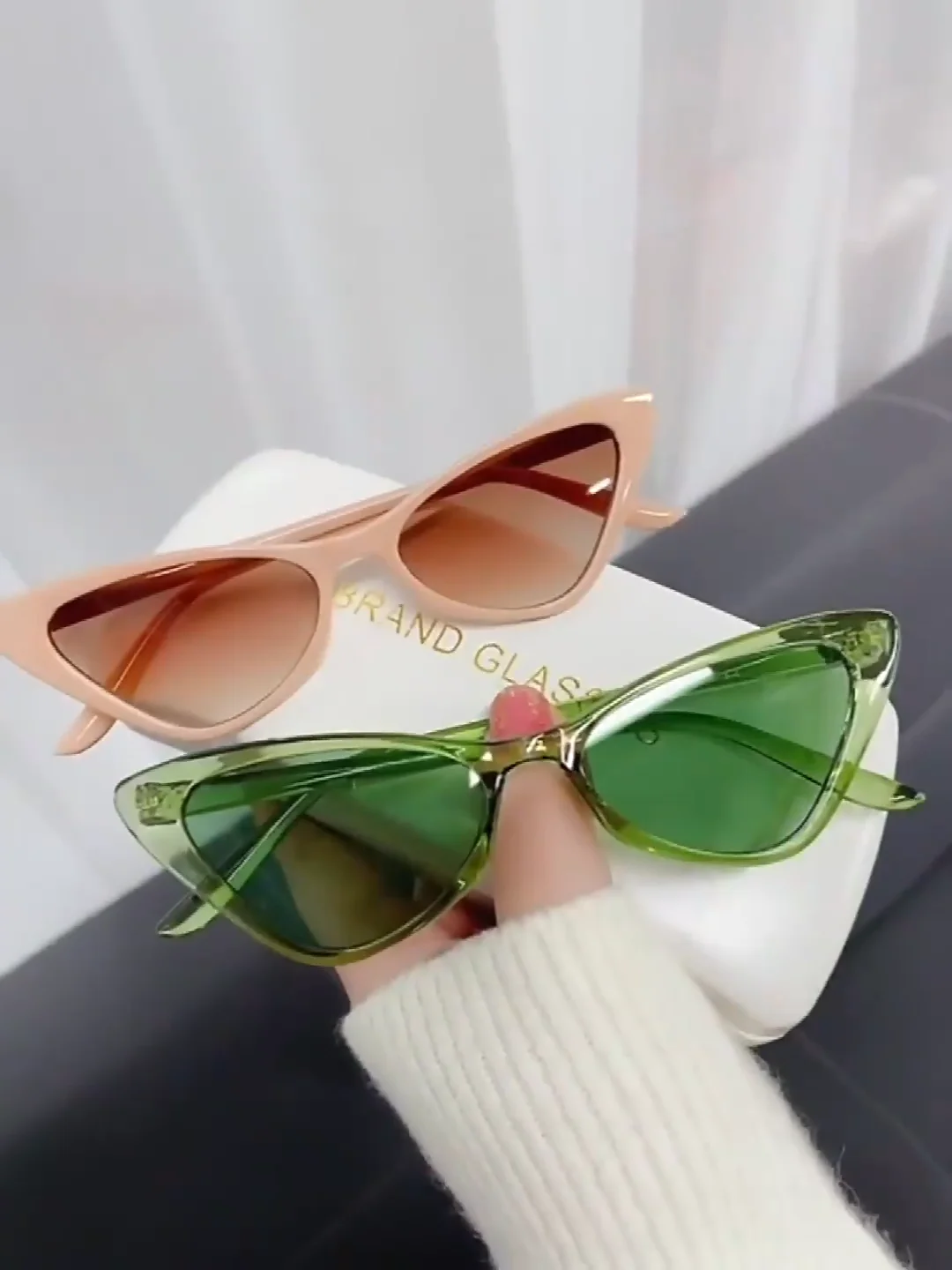 Cat Eye Sunglasses Small Narrow Sunglasses New Fashion Small Triangle ...