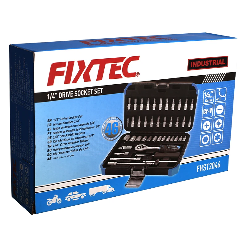 Fixtec Hand Tools Set Adjustable Long Handle Ratchet Wrench 46pcs Car ...