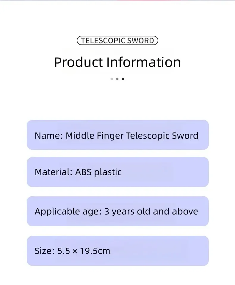 3D Middle Finger Retractable Sword Model Toys Creative Trick Toy ...