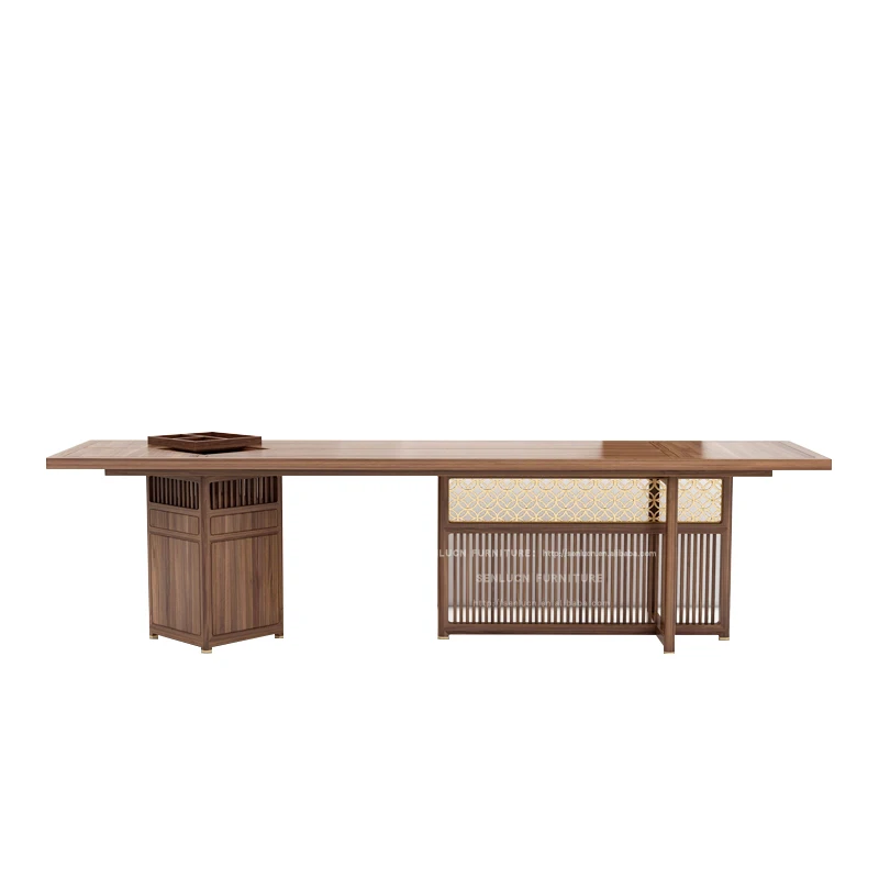 Black walnut wood new Chinese style solid wood tea table and chair ...