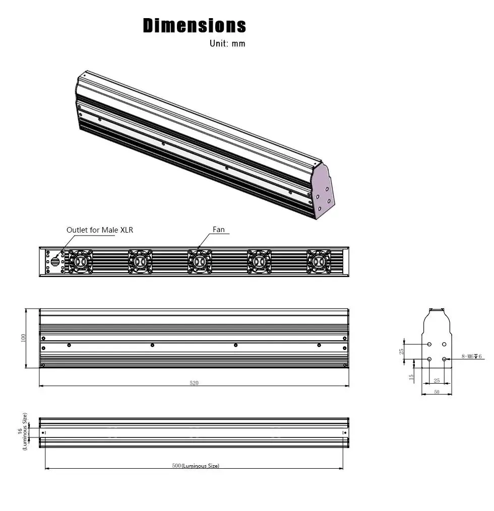 Professional Led Machine Vision Ultra High Power 500*16mm 128w Line ...