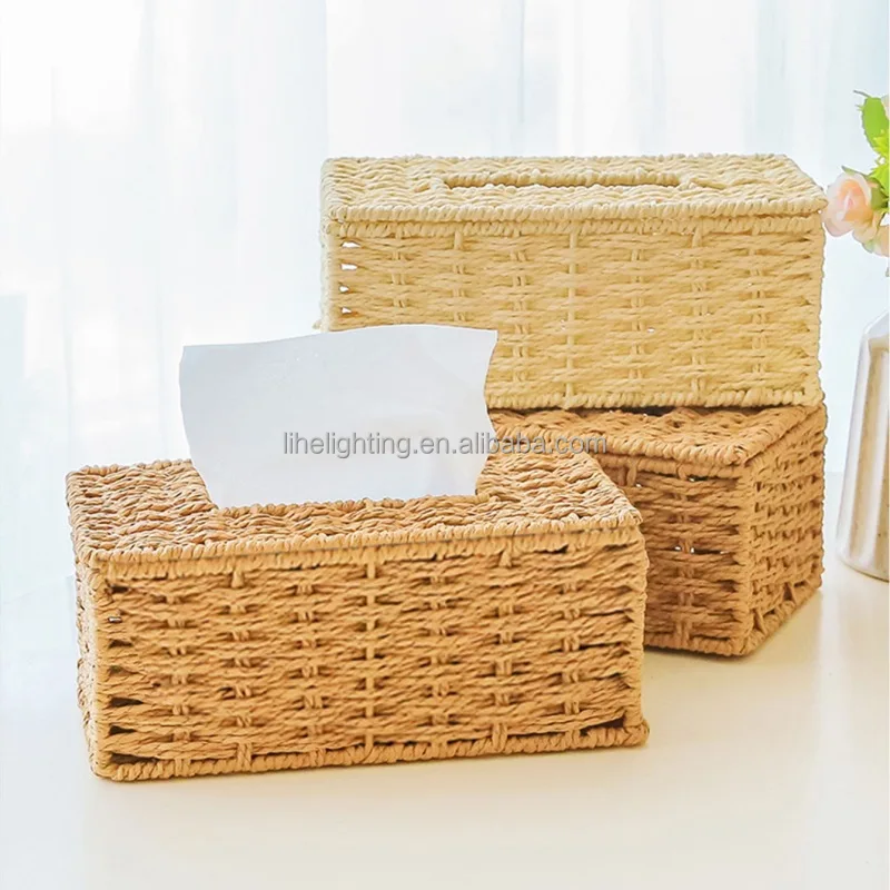 Chinese Modern Wicker Rattan Lift Paper With Iron Frame Desk Side ...