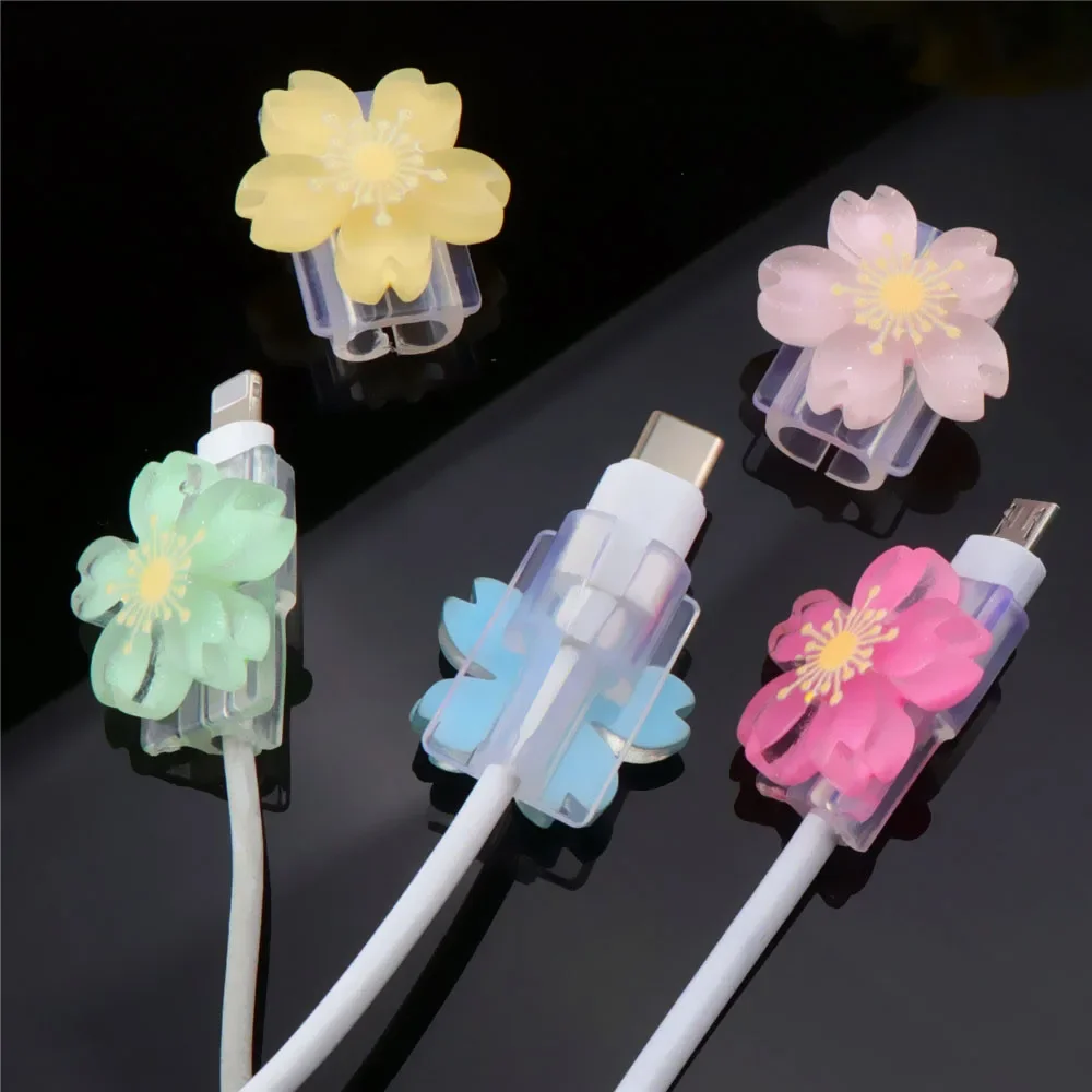 Cartoon Cable Protector Cute Flowers USB Charger Protector Cable ...