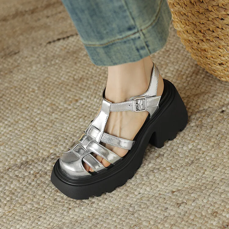 Roman Style Platform Sandals 2024 Summer Round Toe Casual Sandals For ...