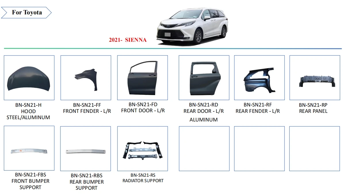 Bona Great Fitment Replaced Aluminum Car Rear Doors For Toyota Sienna ...