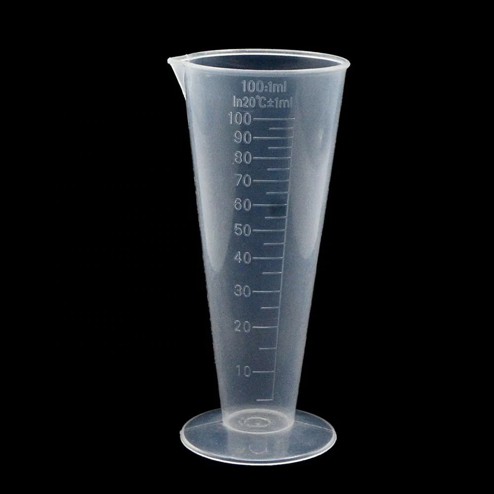 Labs Kitchen Clear Beaker Cone Shape 100ml Plastic Graduated Measuring ...