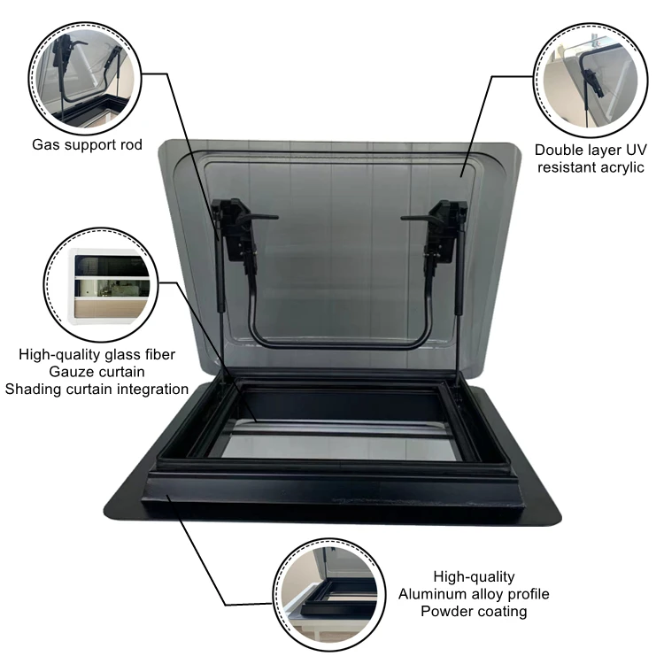 Tongfa Custom Size Double Paned Acrylic caravan Rv Skylight Roof with ...