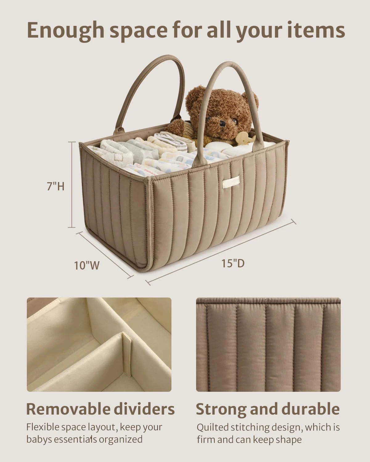 Custom Label Stylish Nursery Storage Basket - Baby Diaper Caddy Organizer