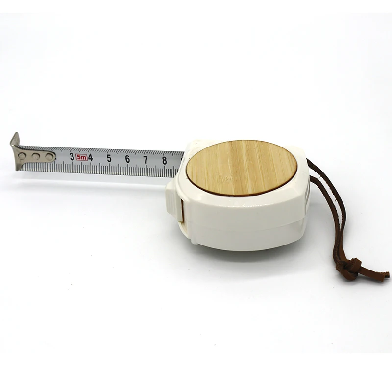 Eco Friendly Bamboo Measure Tape Custom 5m With Metal Belt Clip - Buy ...