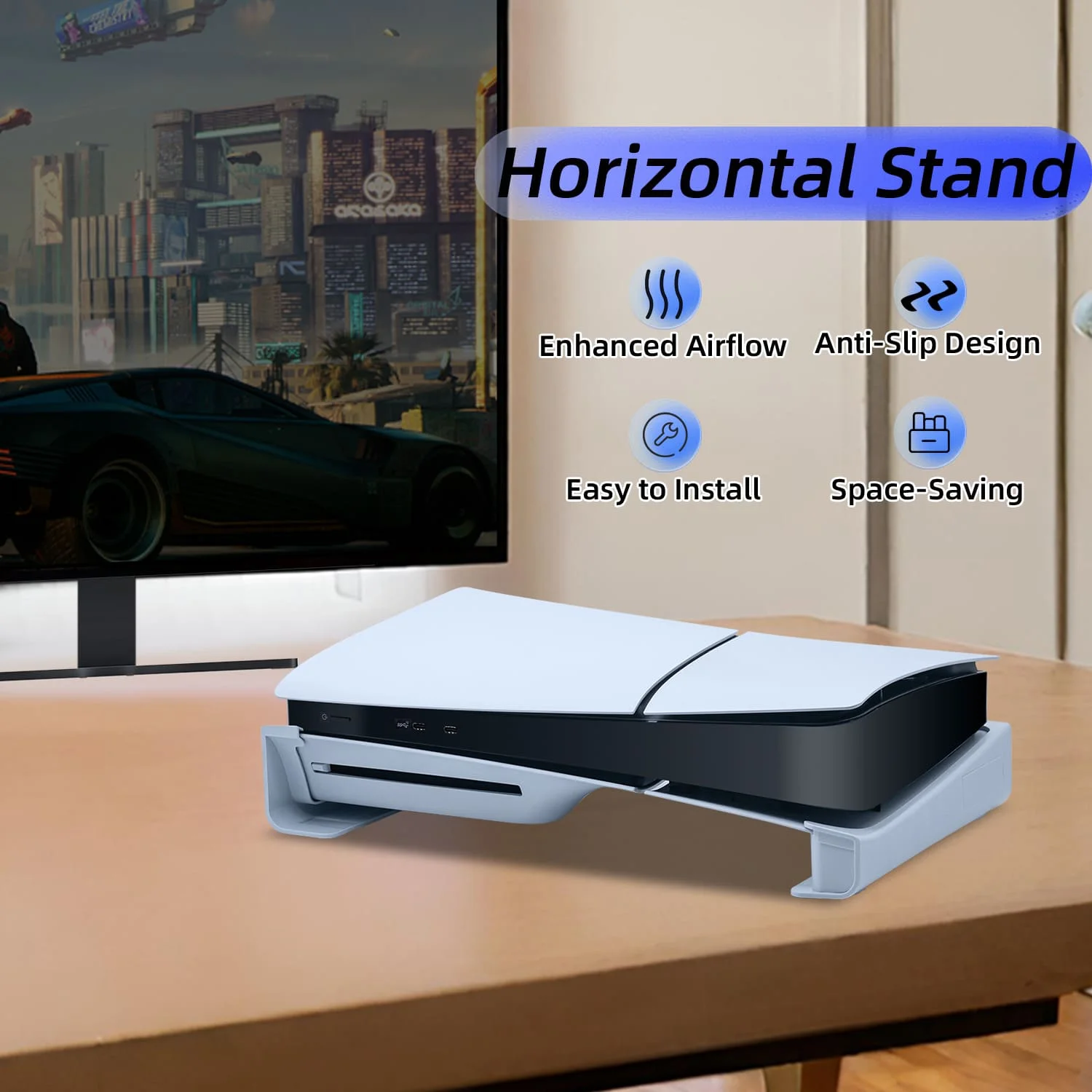 Aolion Horizontal Stand For Ps5 Slim Protective Base For Ps5 Slim De ...