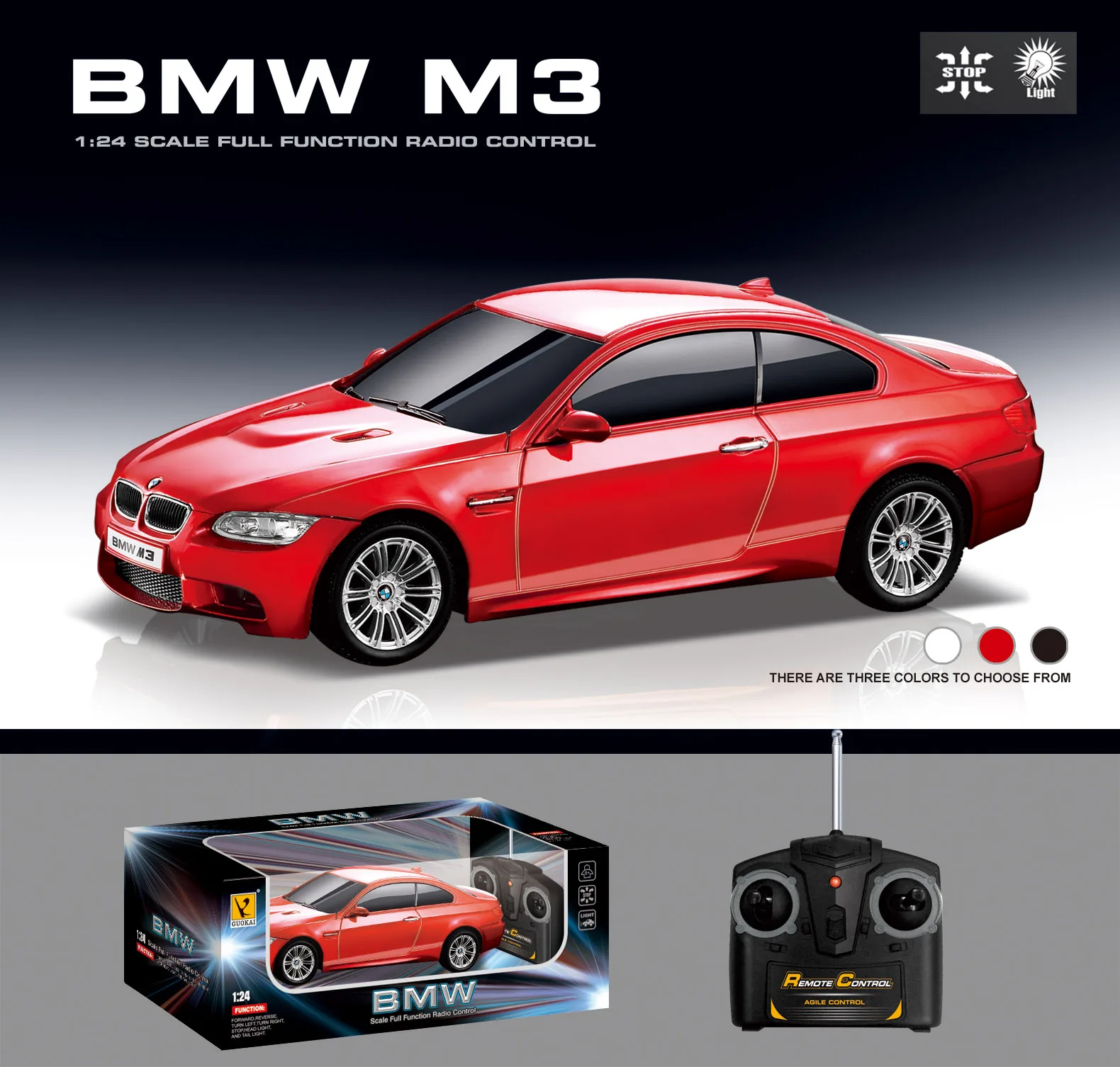BMW M3 Diecast Toys Model Car 1:24 Scale RC Electric Car