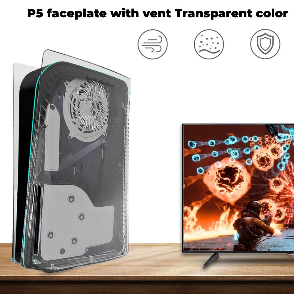 Transparent Crystal Clear PS5 Shell Case - Cooling Ventilation Hard ...