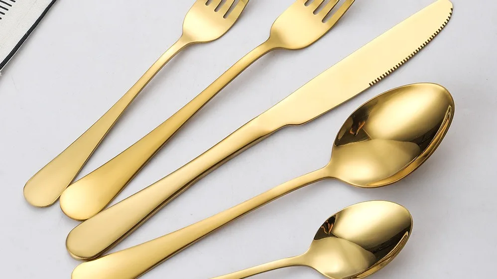 1010 Series 18/10 5pcs Popular Design Stainless Steel Restaurants Gold ...