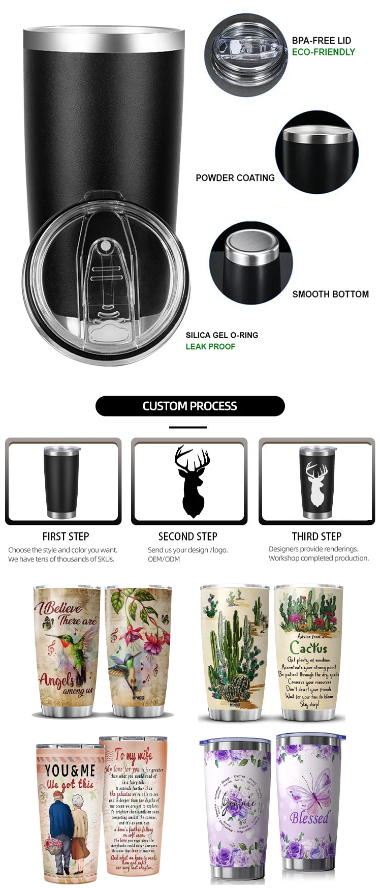 Wholesale Custom Yeties Tumbler 20oz With Lid Double Wall Steel Vacuum ...