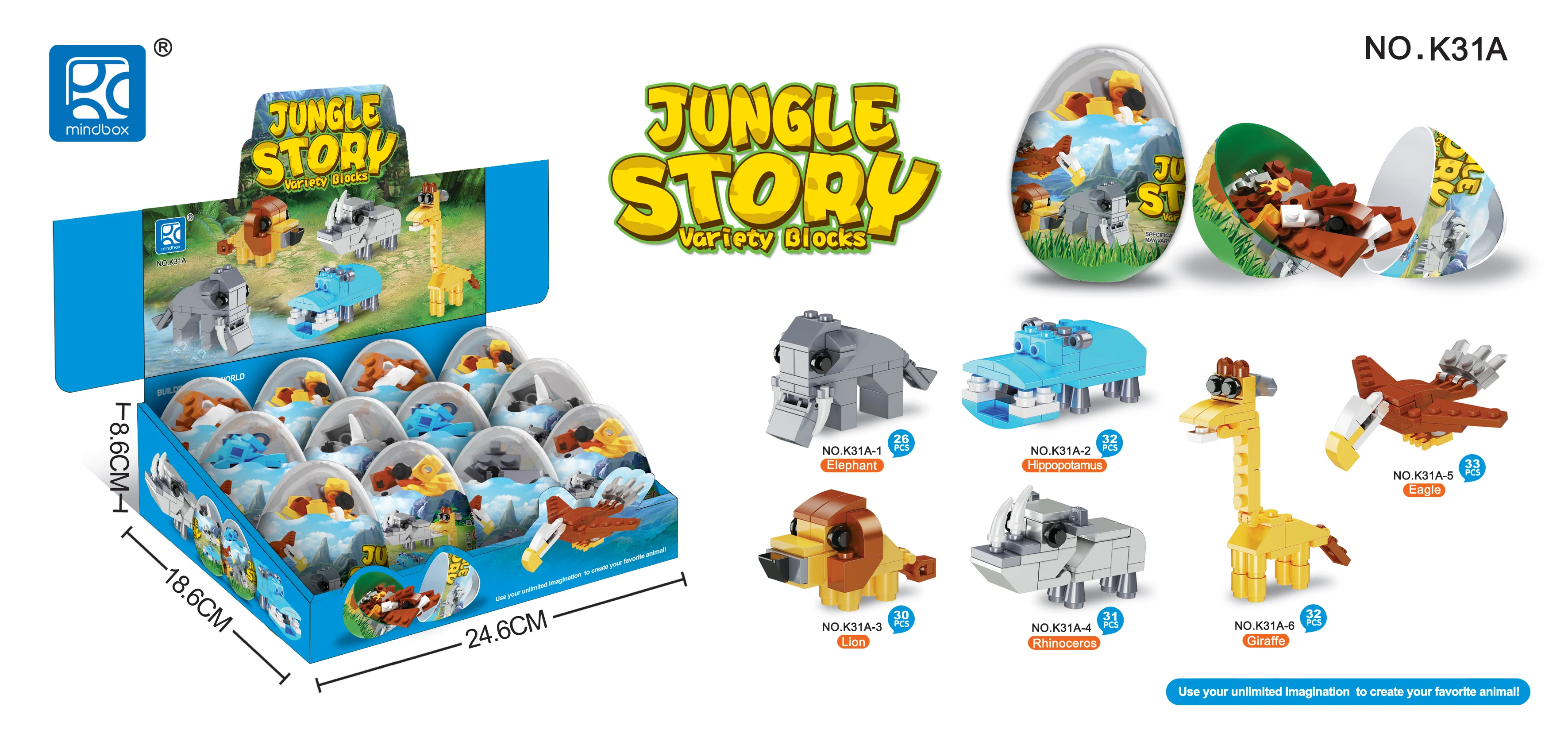 Mindbox K31a Diy Educational Plastic Building Blocks Animal Toys ...