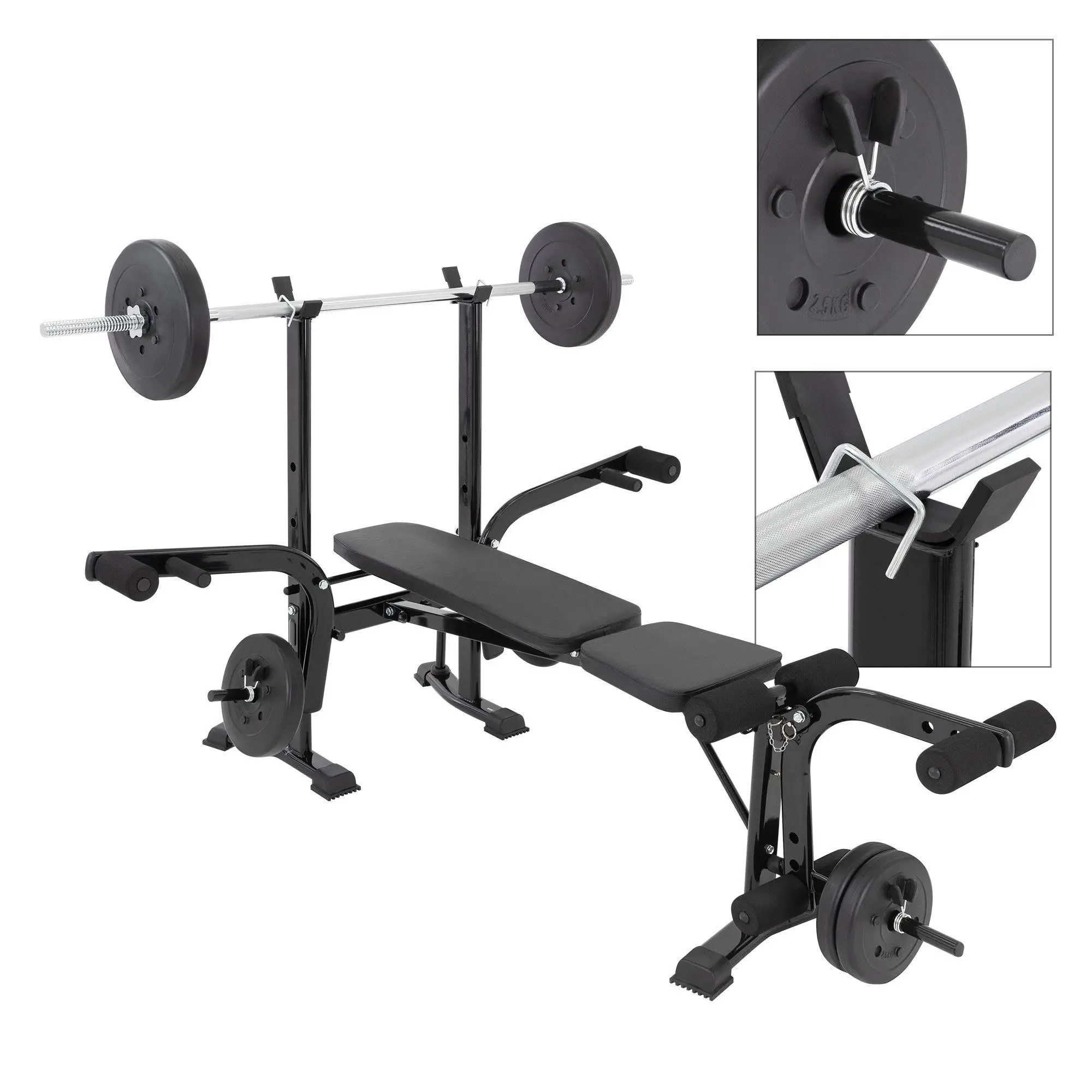 Rouser Fitness Workout Bench Home Gym Adjustable Weight Lifting Barbell ...