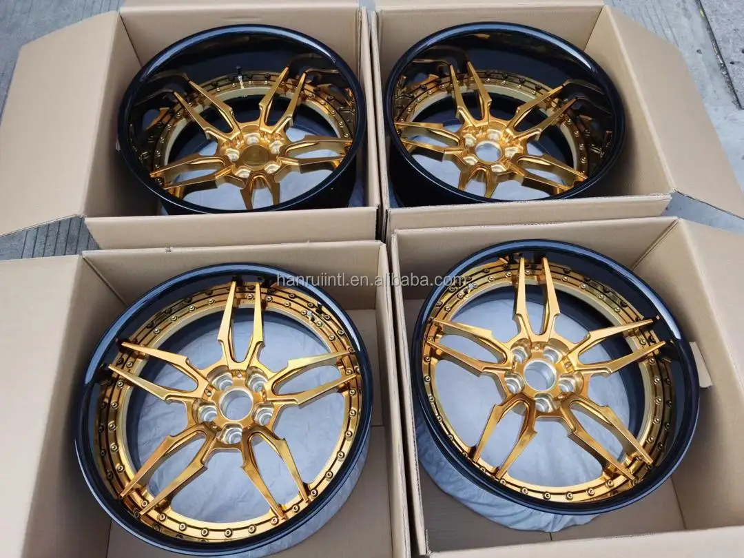 Custom 5x120 Golden Polished 2-pc Forged Wheel 18inch Car Sport Rims ...