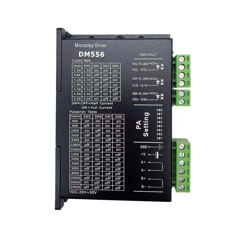 Dm556 Nema 17 Nema 23 Stepper Motor Driver 20vdc To 50vdc 128 Subdivision Micro Steps 5.6a ...
