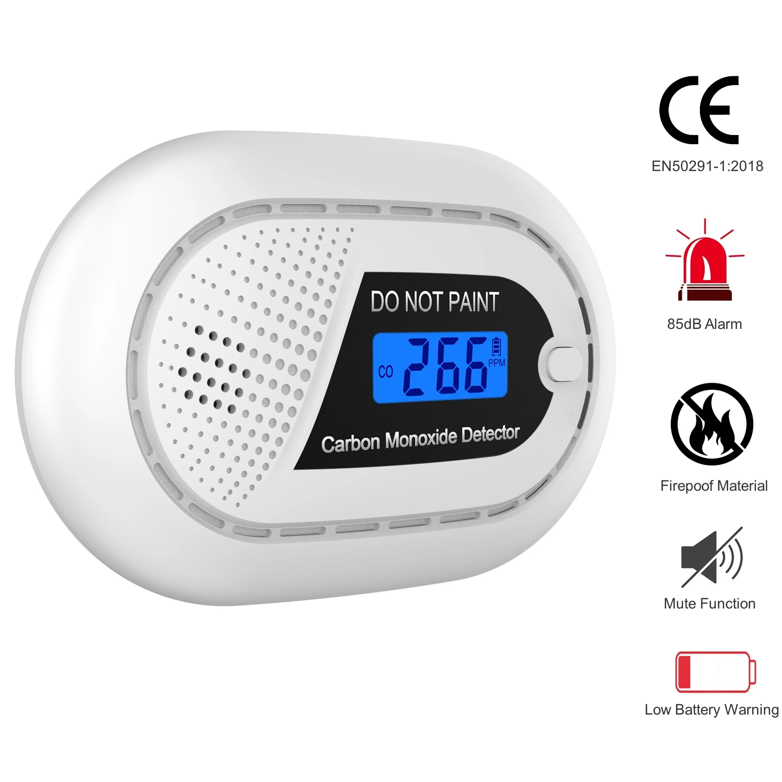 Meet En50291 Co Detector With Digital Display Battery Powered Wireless ...