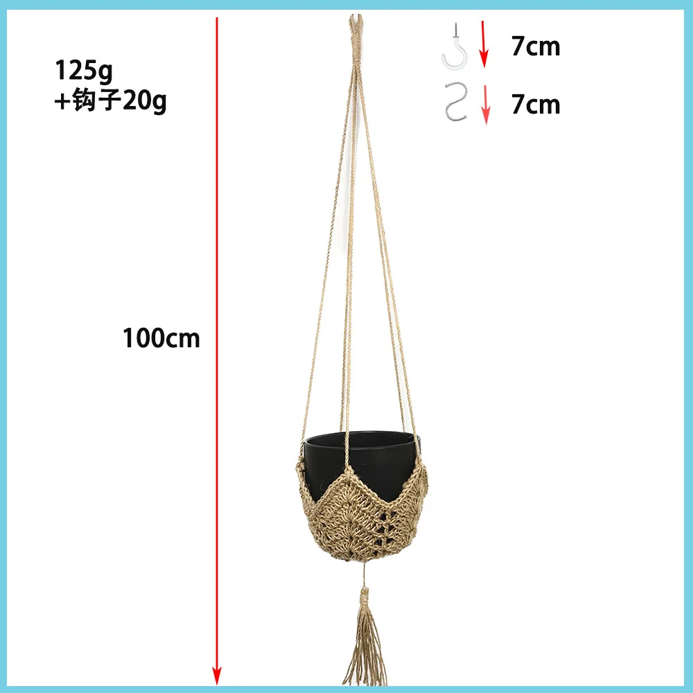 Garden Pots Planters Handmade Plant Hanger Baskets Sisal Rope Hanging ...