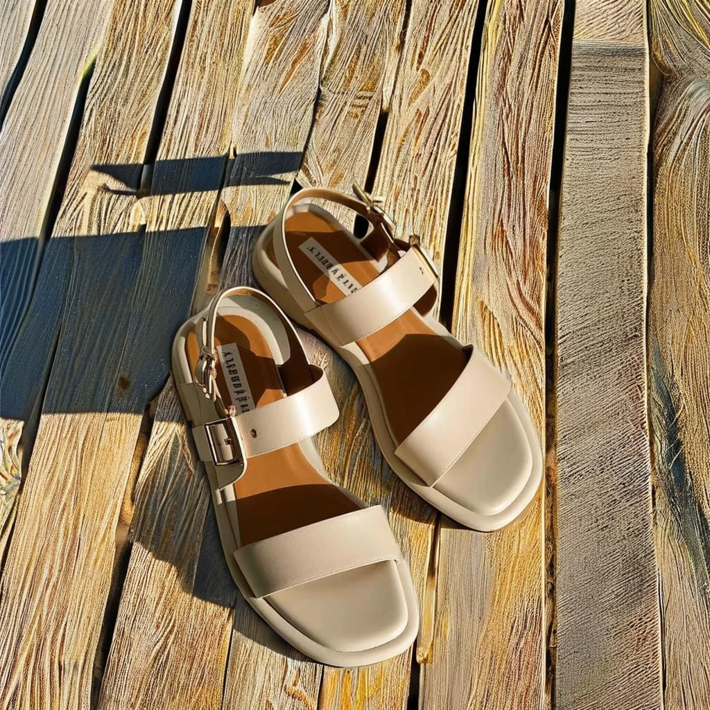 Women's Designer Open Toe Leather Sandals - Comfort & Style