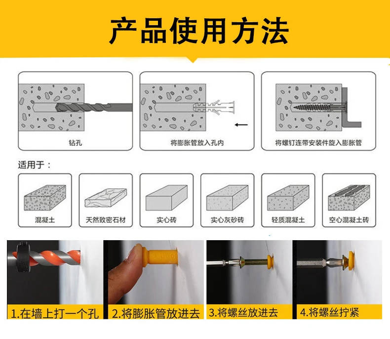 M6 M8 M10 M12 Self-Drill Wall Plug Nylon PVC Concrete Anchors