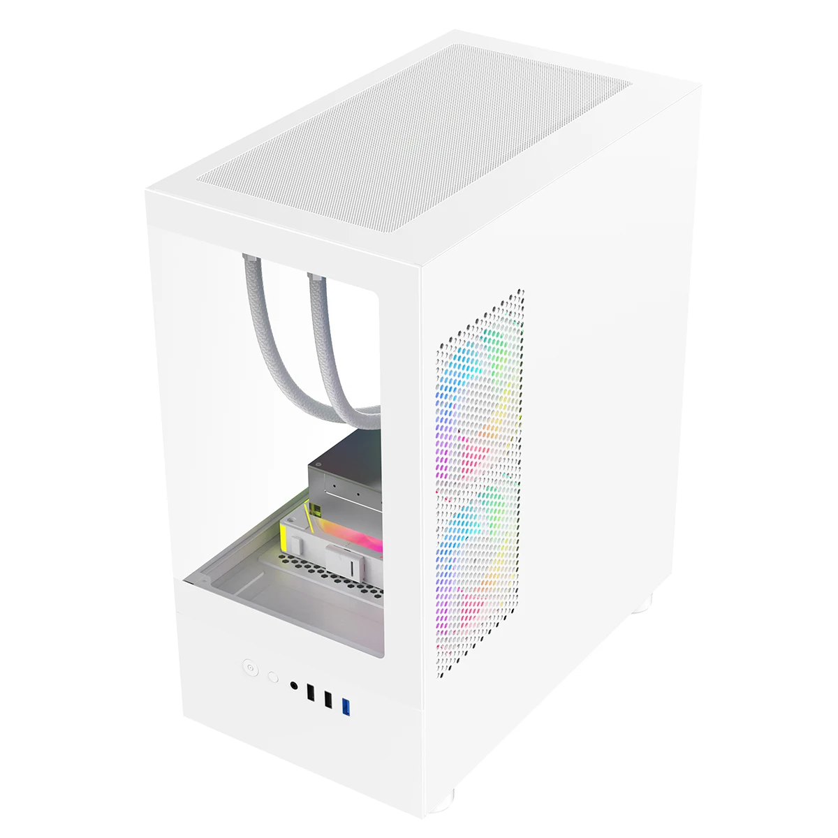 Desktop Case Pc Mini Itx Case Tempered Glass Ruix Carnival Mini White ...