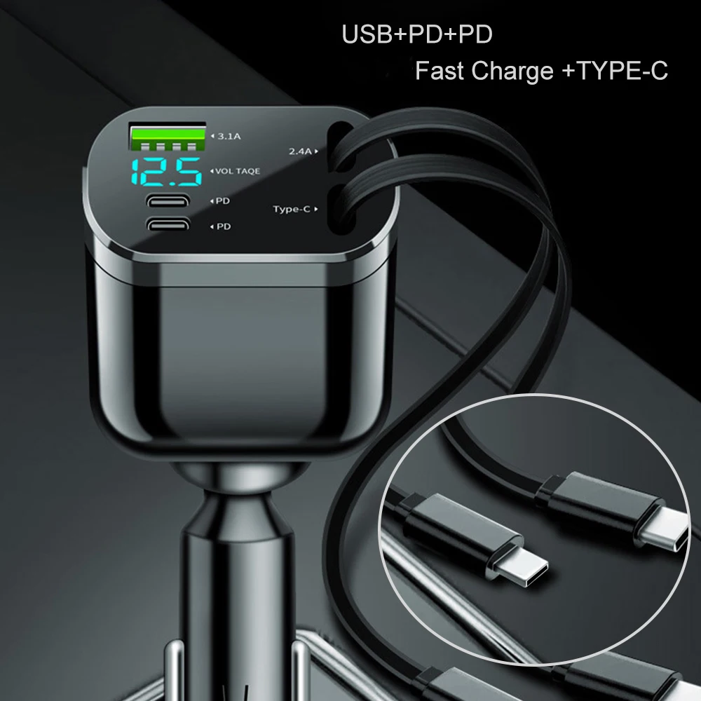 OEM Logo 5 in 1 Super Fast Charging Car Charger - 12 24V Output