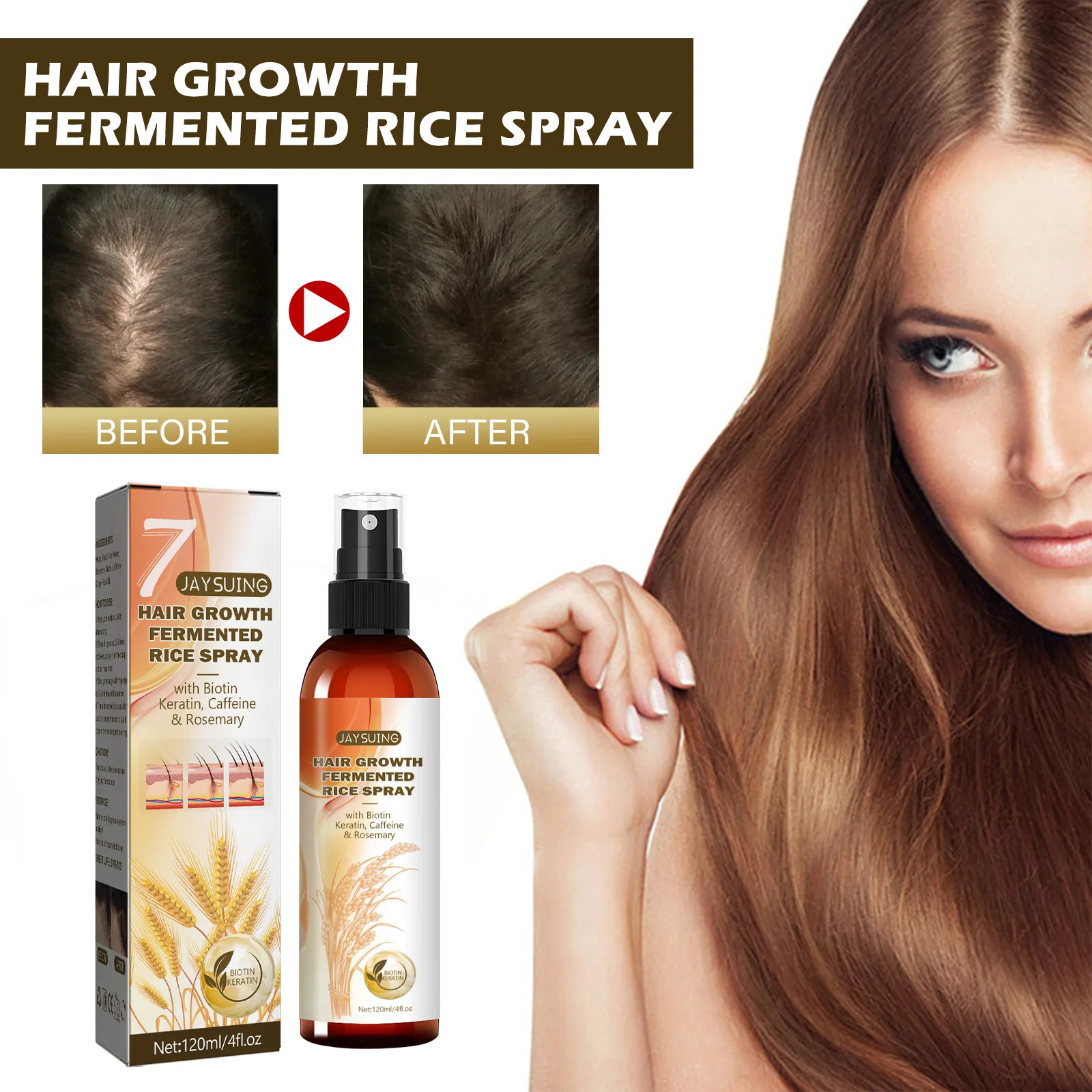 Jaysuing Rice Water Hair Spray Herbal Hair Growth Fermented Rice Water ...