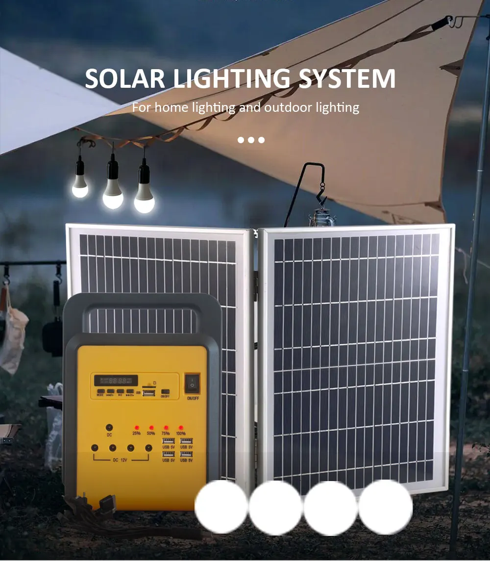 Mini 20w Home Solar Home Lighting System Green Kit Multifunction Radio ...