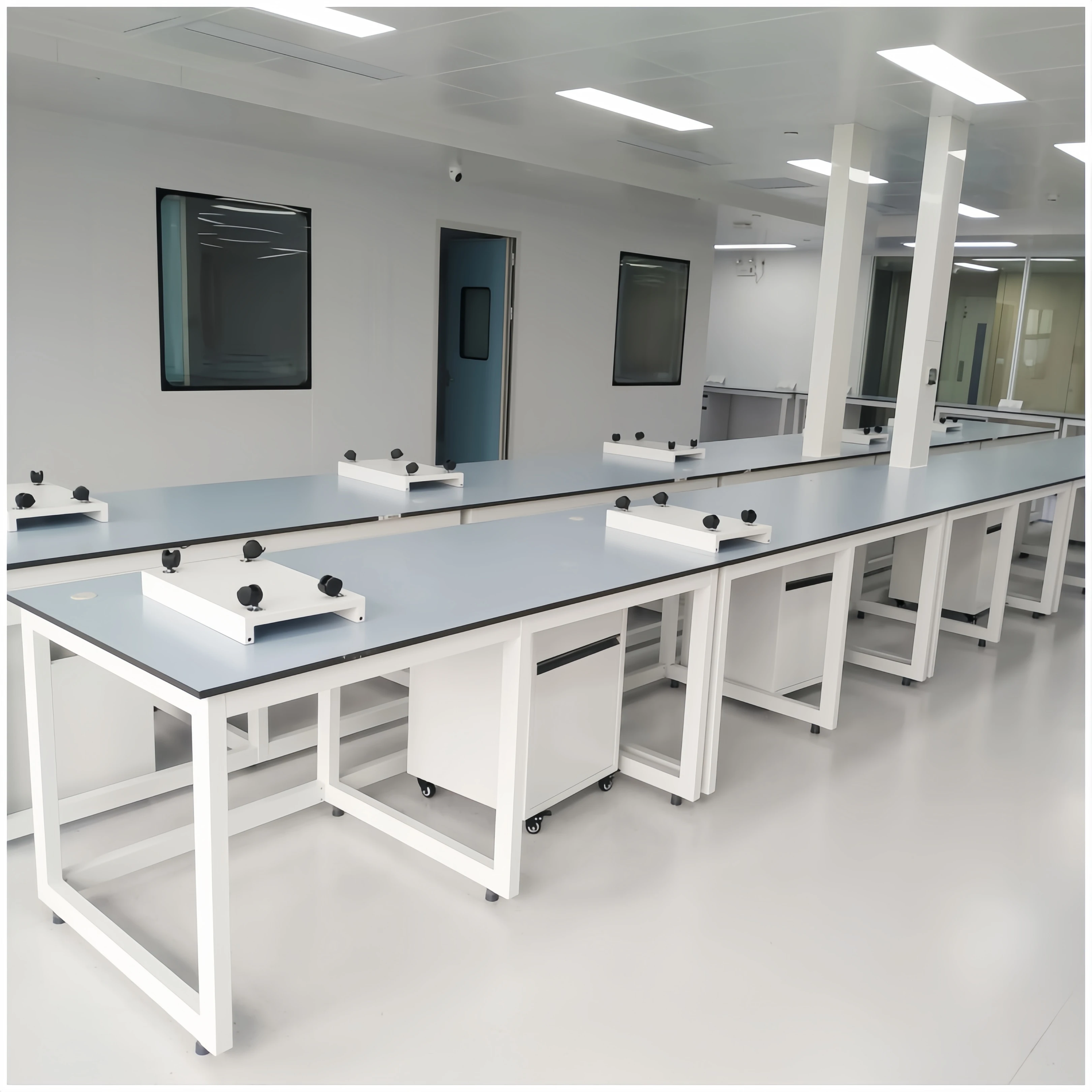 Modular Laboratory Furniture Lab Table with Steel Cabinet Mobile Wood ...
