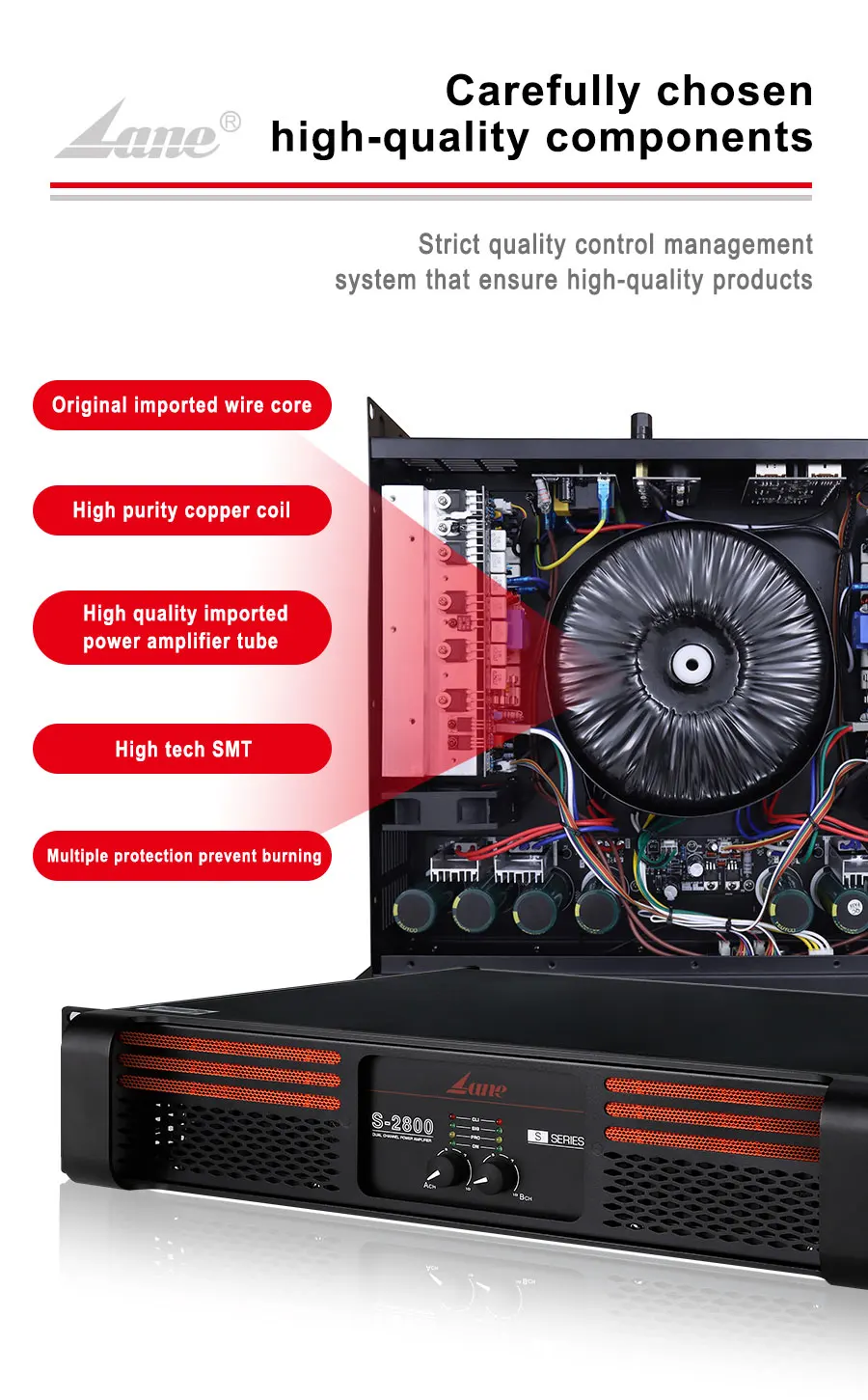 Lane S-2300 New Design Made In China Professional 900w Class H 2u Audio ...