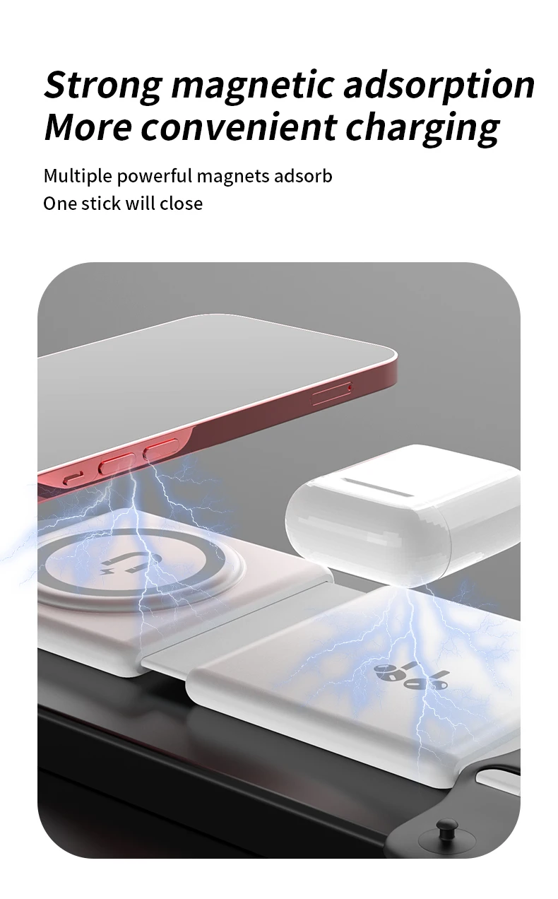 Foldable Smart 3 In 1 15w Magnet Qi Wireless Charger Holder Magnetic ...