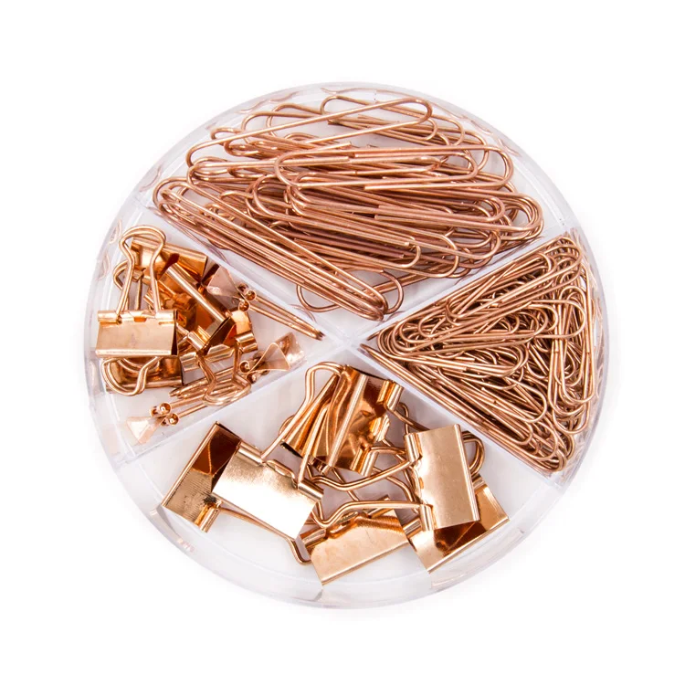 Hot Sale Desk Stationery Set Assorted Rose Golden Paper Clip And Binder ...