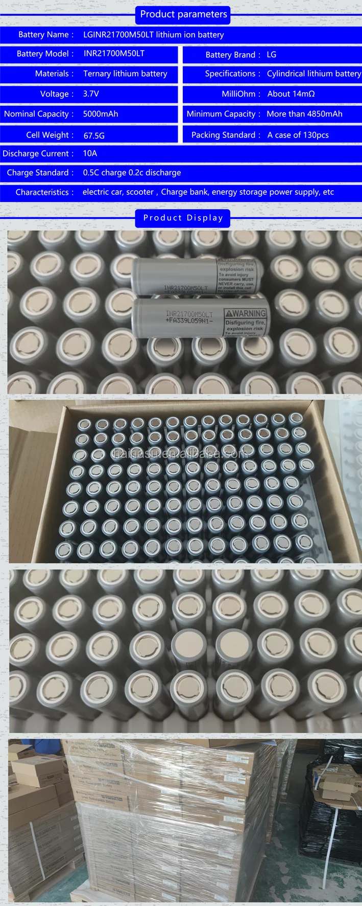 Li Ion Lithium Ion Ncr21700t Inr21700 Cell 5000mah 4800mah 6000mah ...