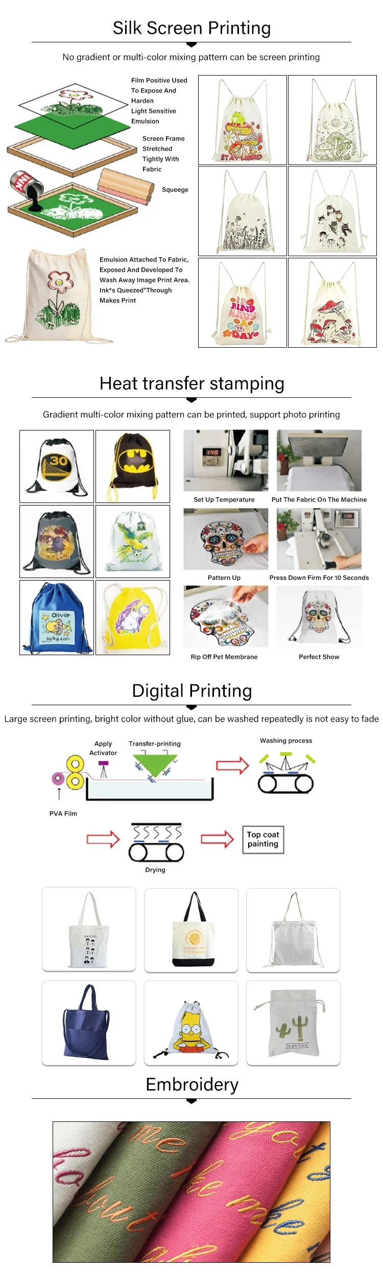 Wholesale Custom Logo Cotton Drawstring Bag Printed Sports Canvas Nylon ...