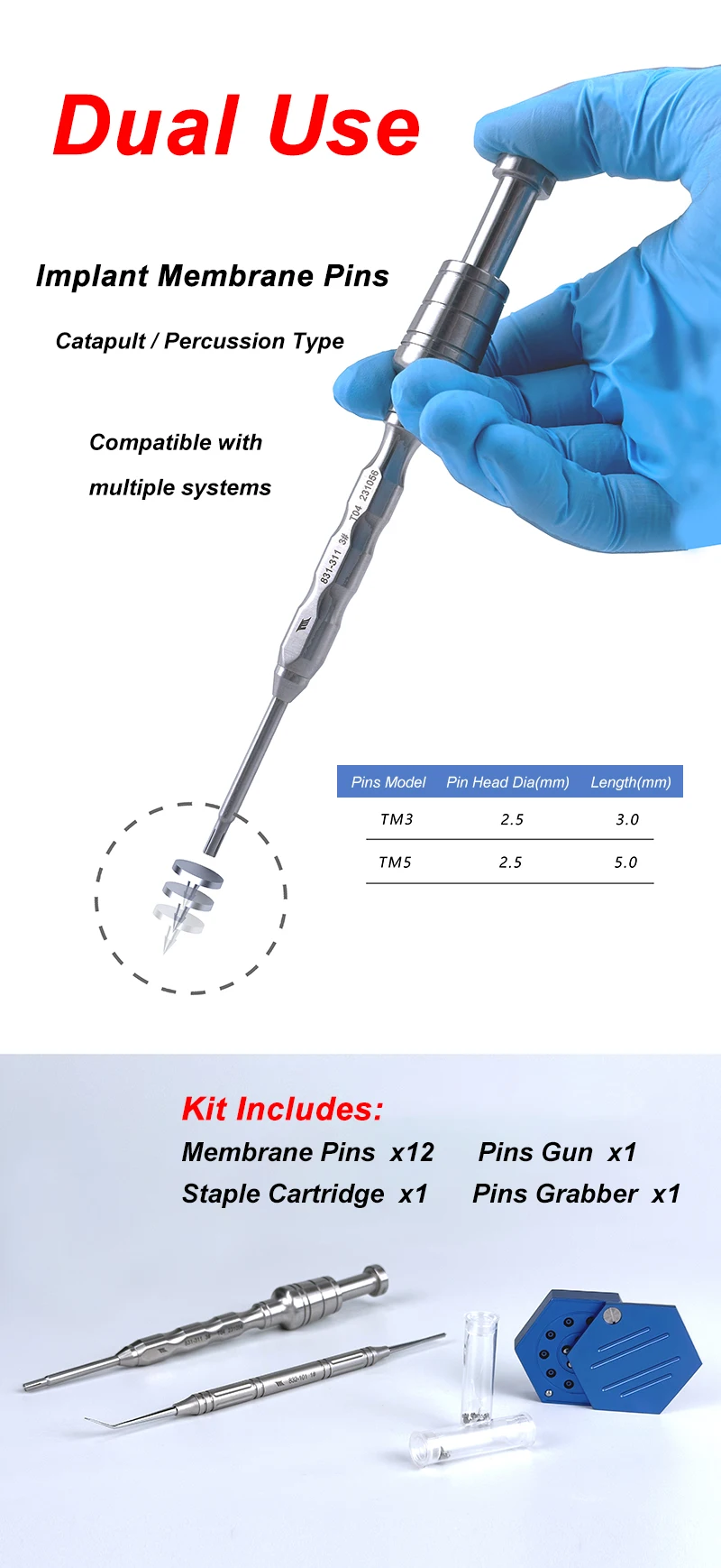 Dental Implant Guided Bone Regeneration GBR Membrane Pins Surgical ...