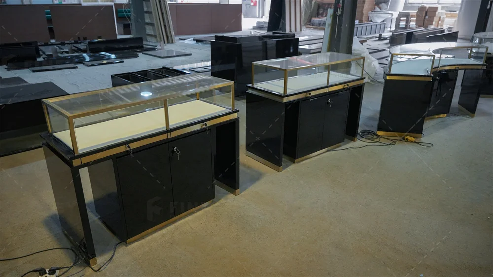 Custom Glass Display Showcase Wood Led Light Glass Retail Counter ...