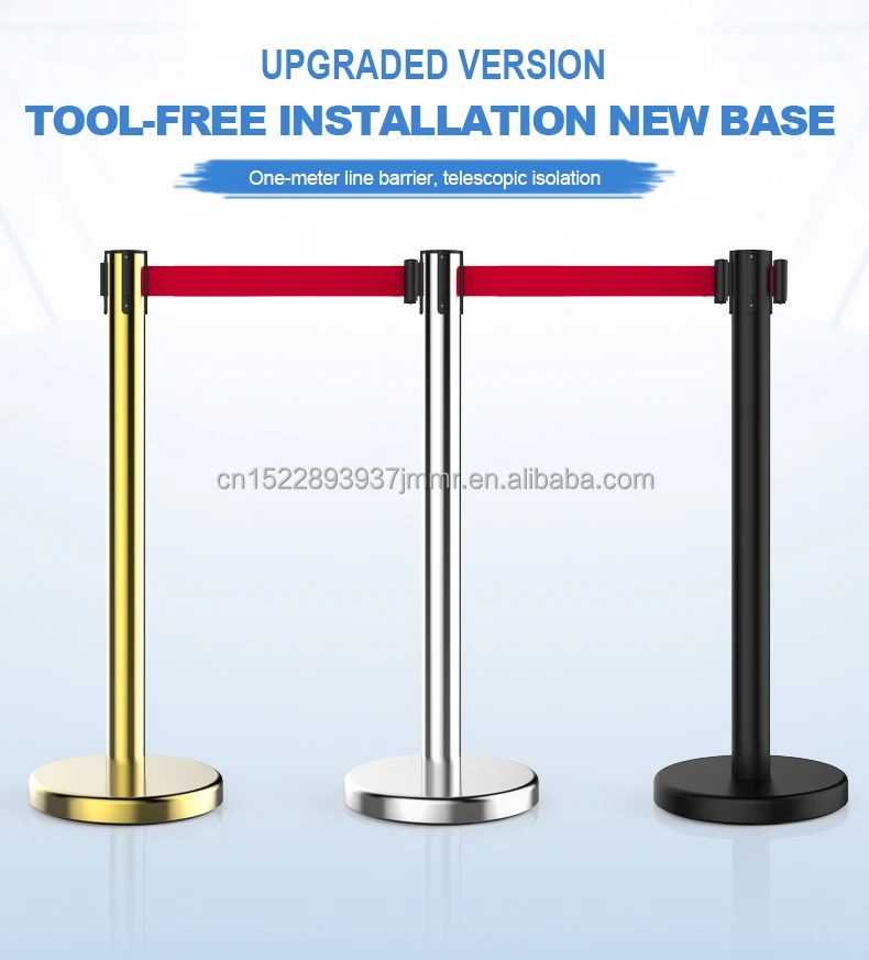 Stackable Semi Circle Shape Base Velvet Rope Brass Ends Queue Stand ...