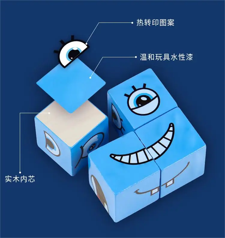 Wooden Expressions Matching Block Puzzles - Face-Changing Cube Game