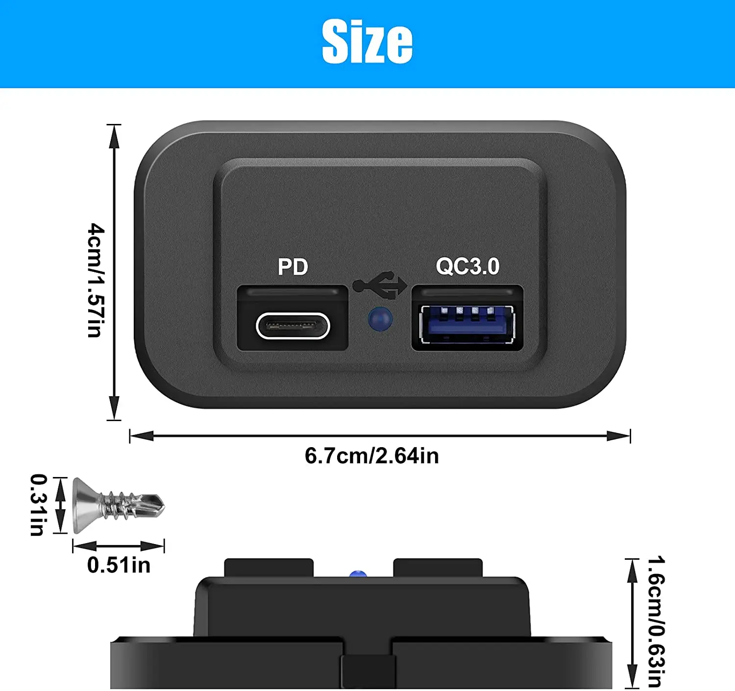 Dc 12v Flat Surface Panel Mount Dual Socket Qc3.0+pd Car Seat Usb Bus ...