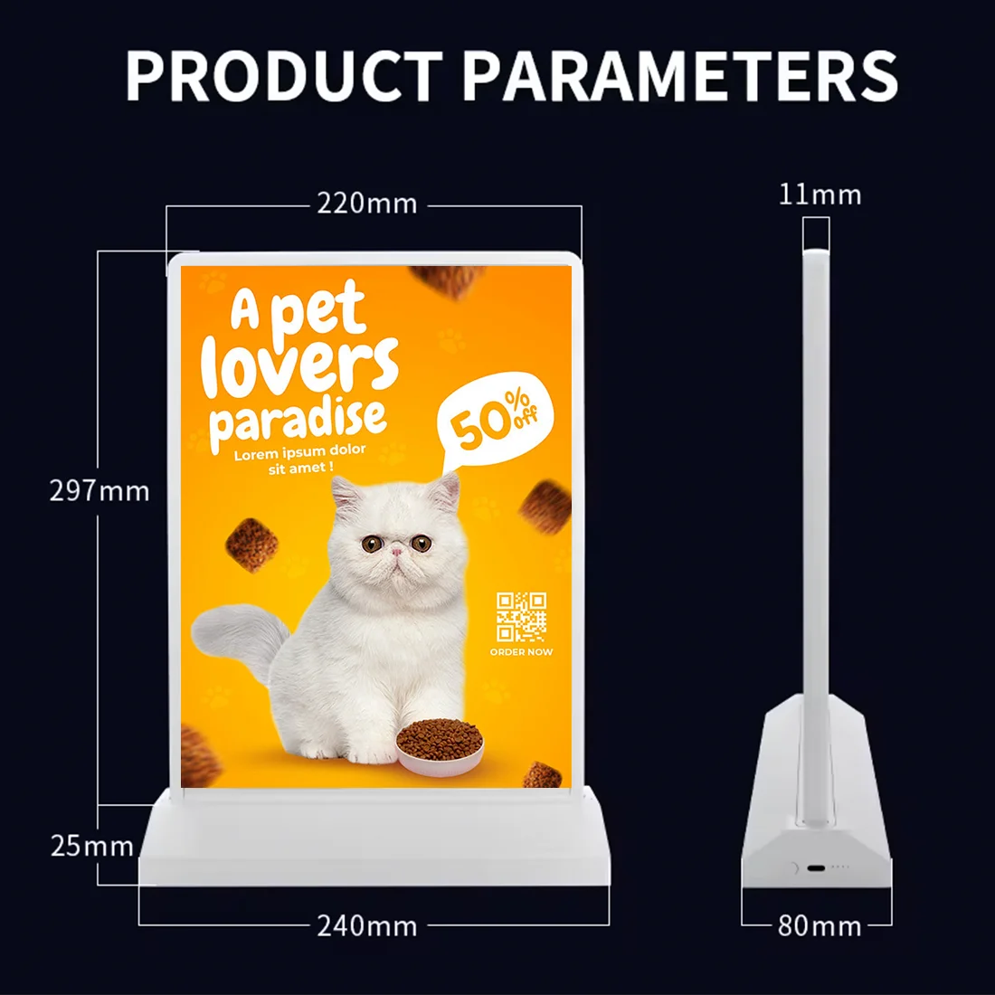 Factory Price Rechargeable Desktop A4 A5 Double Sided Light Box Menu ...