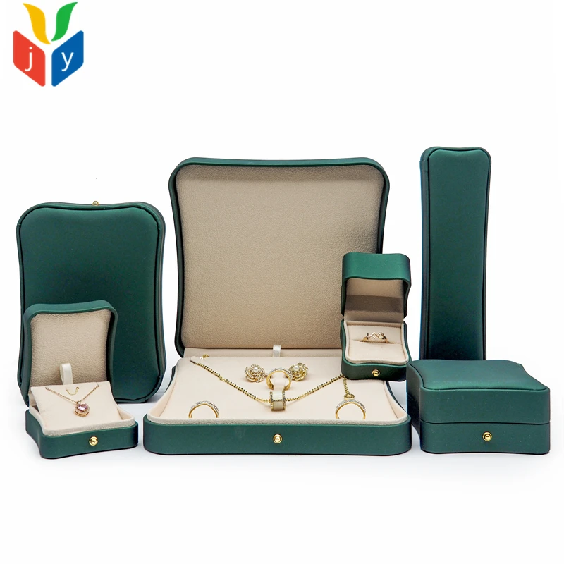 Wholesale Custom Green Gold Leather Bracelet Jewelry Set Boxes Pendant ...