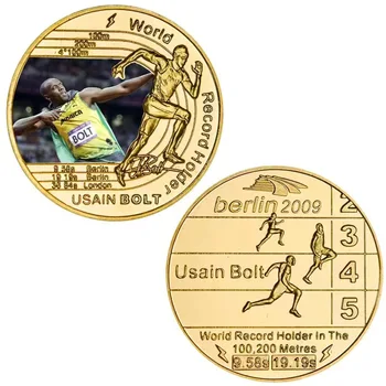 Usain Bolt Commemorative Coin Set Metal Craft Champion Badge Medal ...